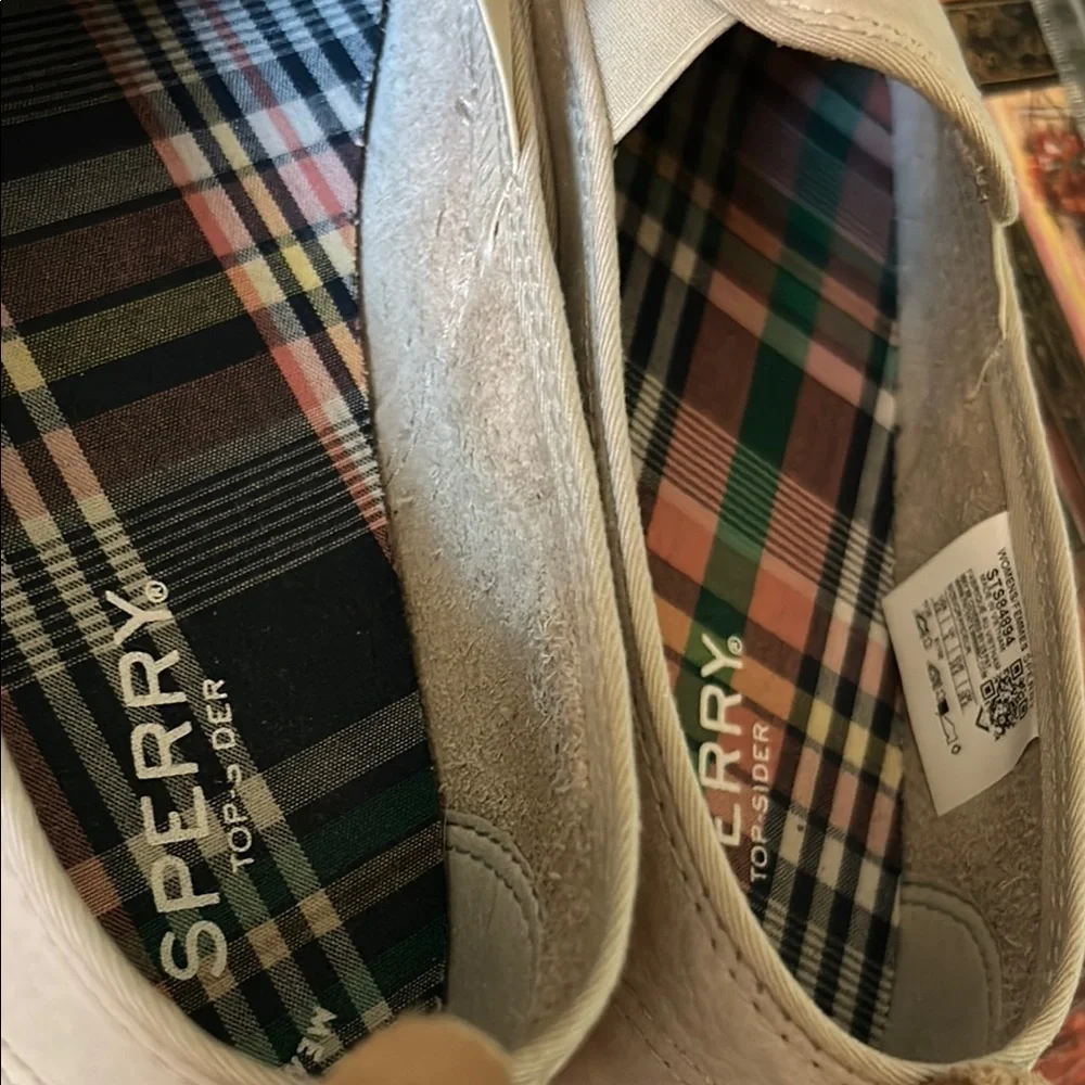 Sperry | Shoes | Sperry Top Siders Ecru Twin Gore Slipons With Jute ...